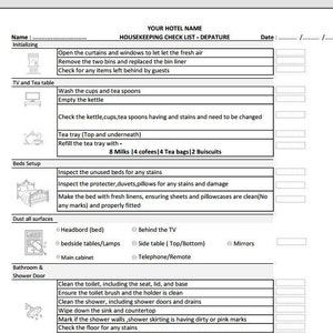 Housekeeping Checklist - Etsy