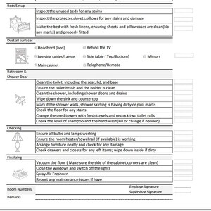 Housekeeping Checklist - Etsy