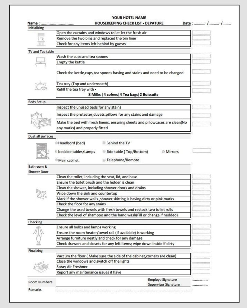 Housekeeping Checklist - Etsy