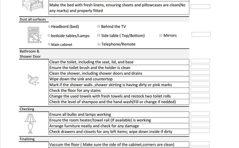 Housekeeping Checklist - Etsy