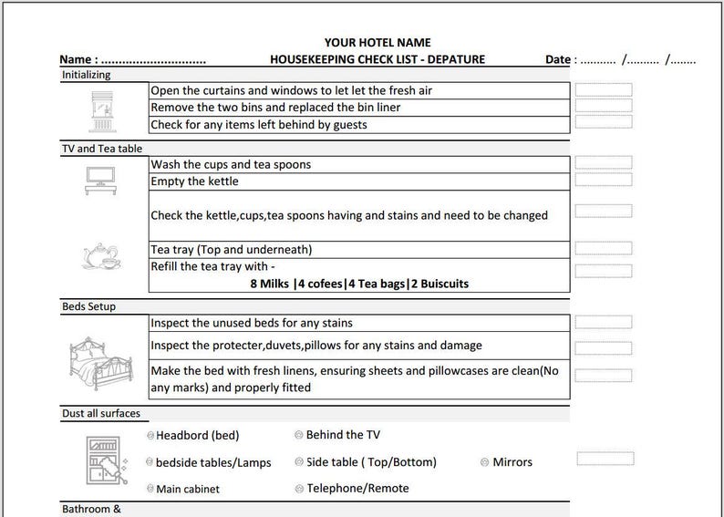 Housekeeping Checklist - Etsy