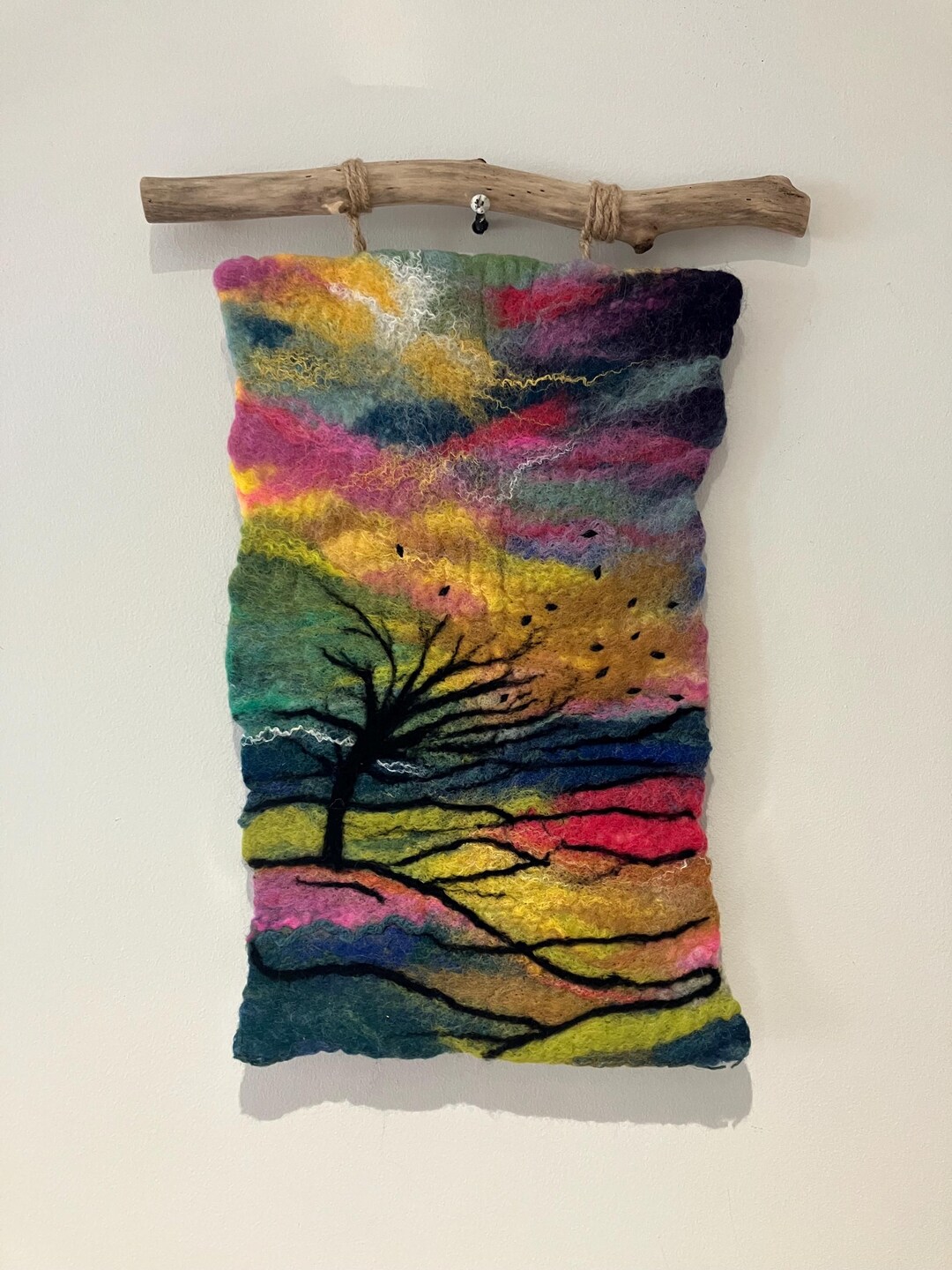 Large Original Felted Fibre Art/ Wall Hanging Depicting a Silhouette of ...