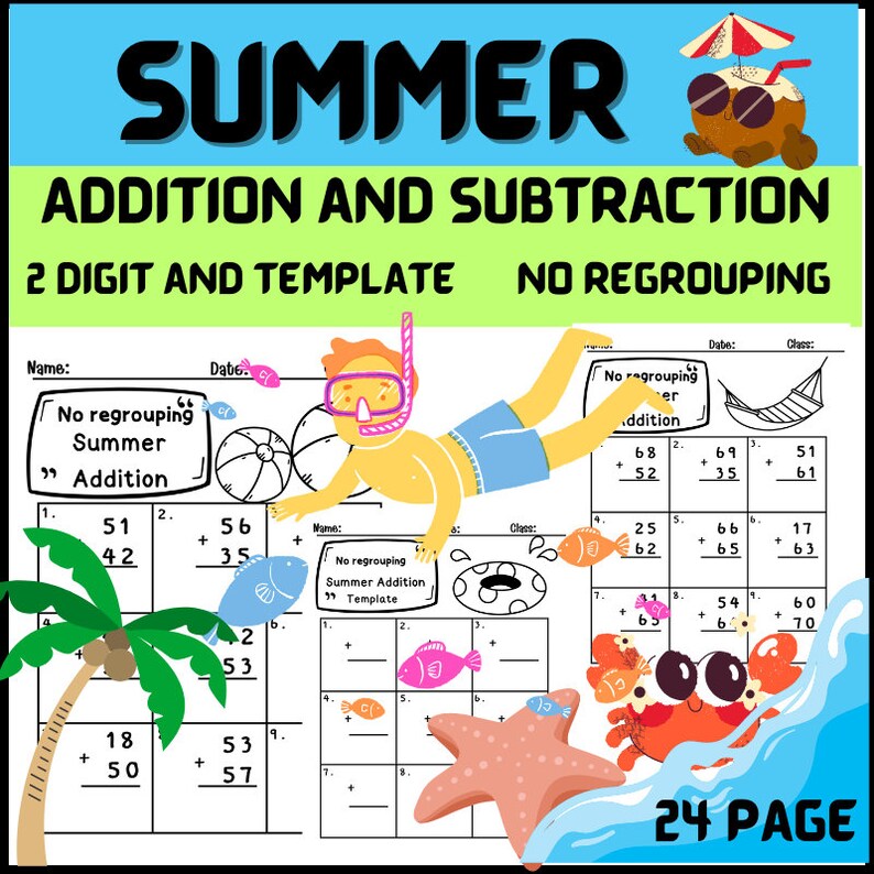 Two digit Addition and Subtraction No Regrouping - Etsy