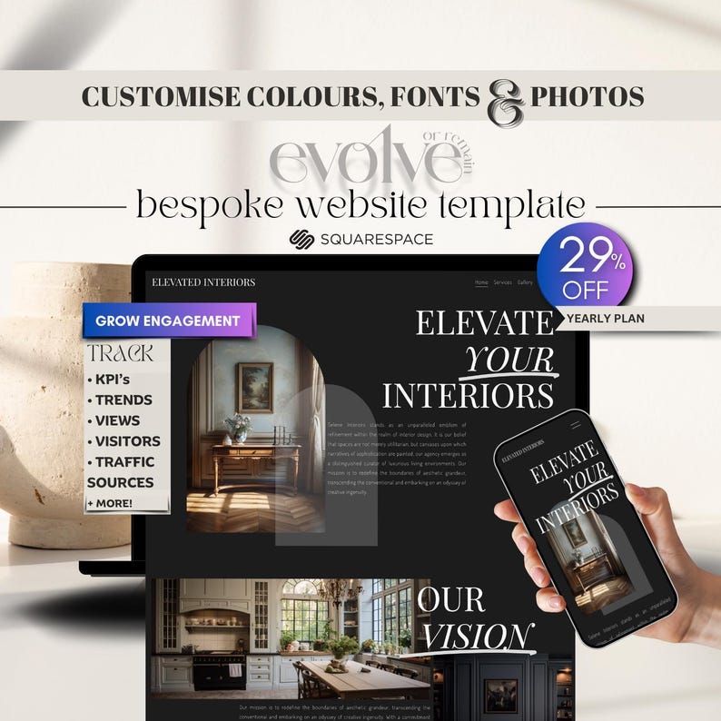 Website Template by Evolve or Remain Bespoke & Elegant Squarespace 7.1 ...