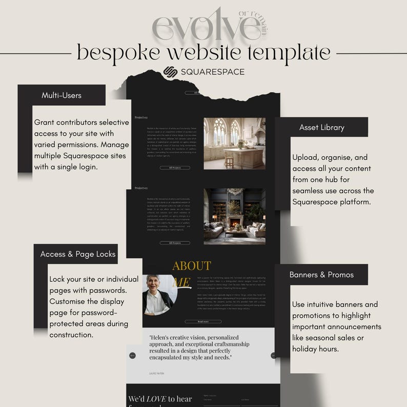 Website Template by Evolve or Remain Bespoke & Elegant Squarespace 7.1 ...