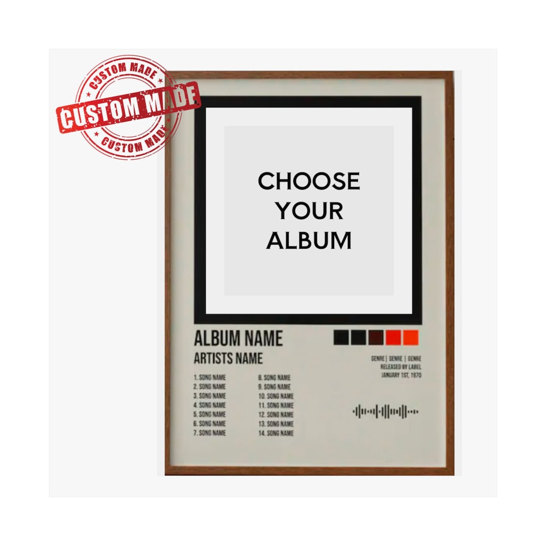 Custom Album Poster, Music Wall Art, Album Cover Print, Choose Any ...