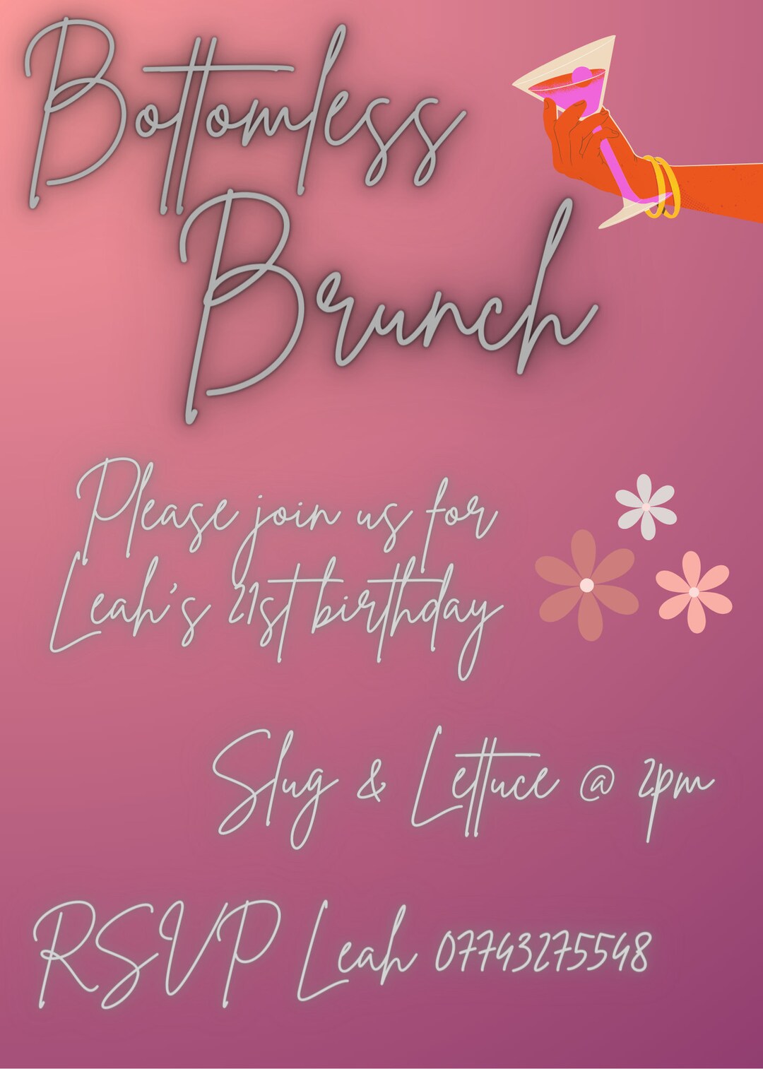 Bottomless Brunch Digital Invitation Edit on CANVA - Etsy