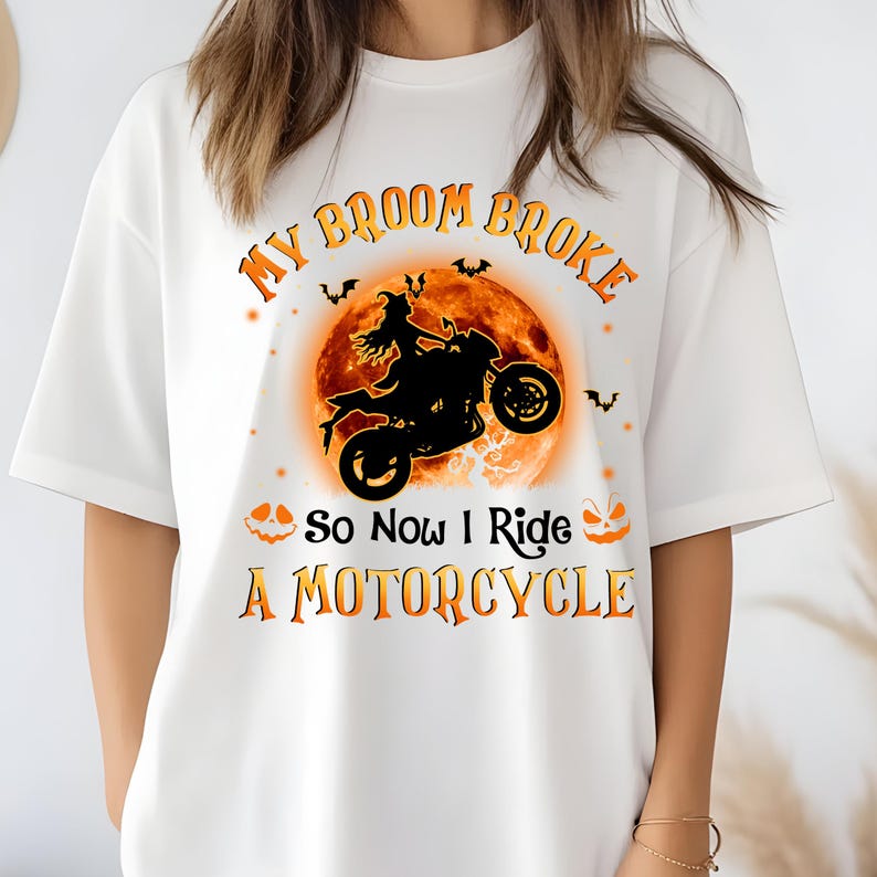 Funny Witch Motorcycle Halloween T-shirt, Retro Style - Etsy
