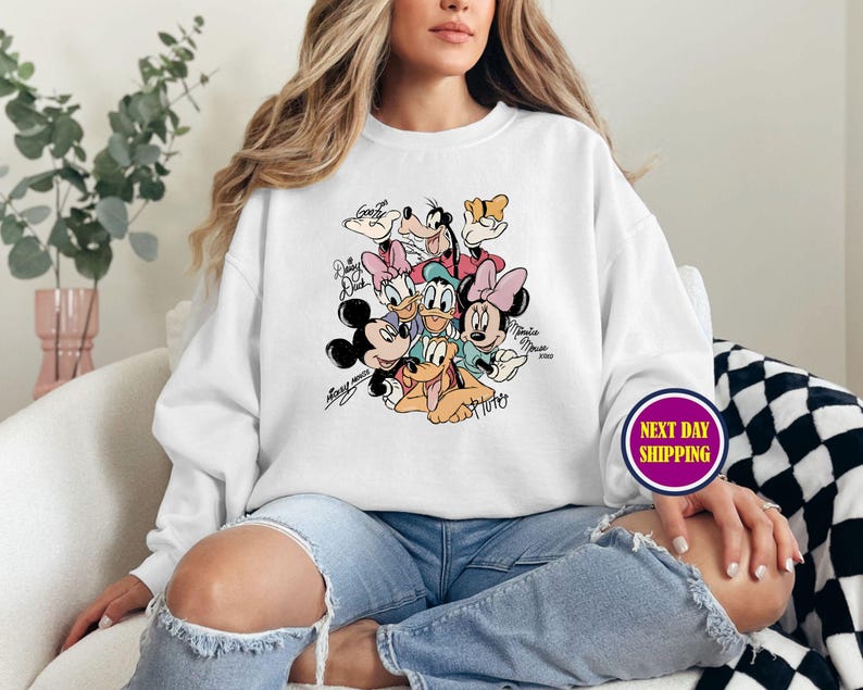 Retro Mickey and Friends Signatures Sweatshirt, Magical Hoodie, Disney ...
