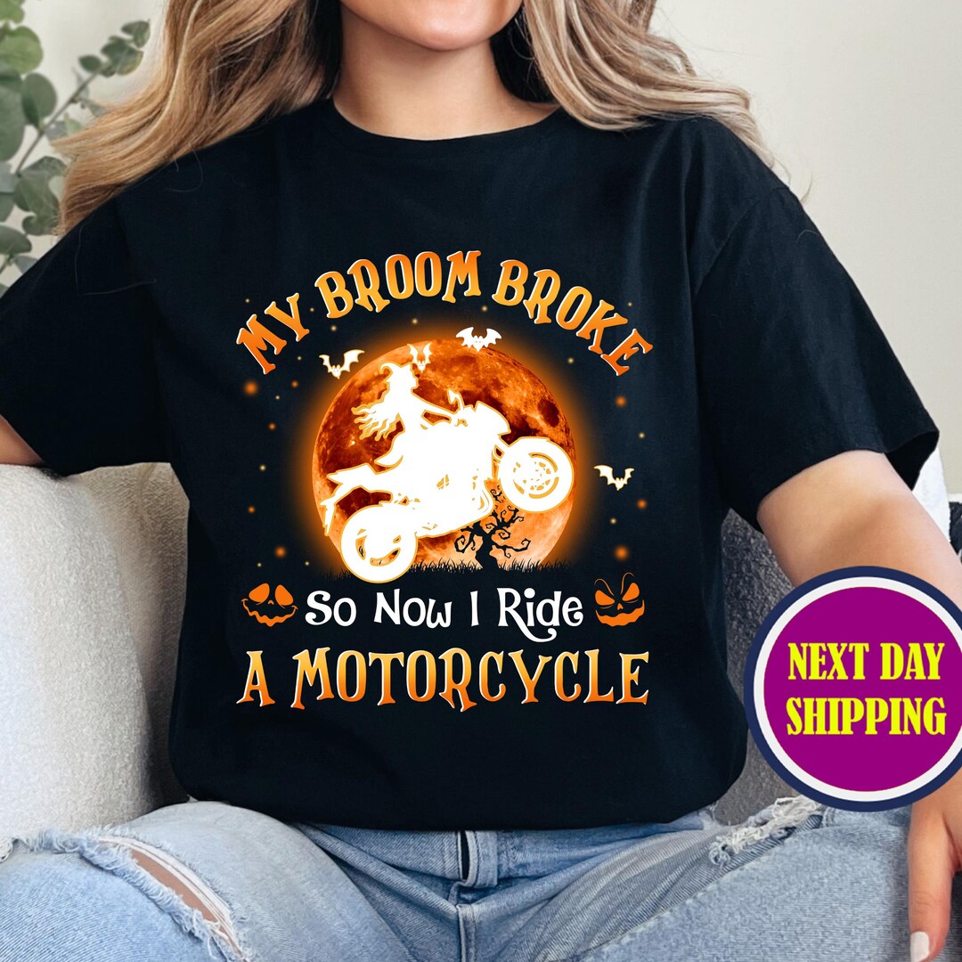 Funny Witch Motorcycle Halloween T-shirt, Retro Style - Etsy
