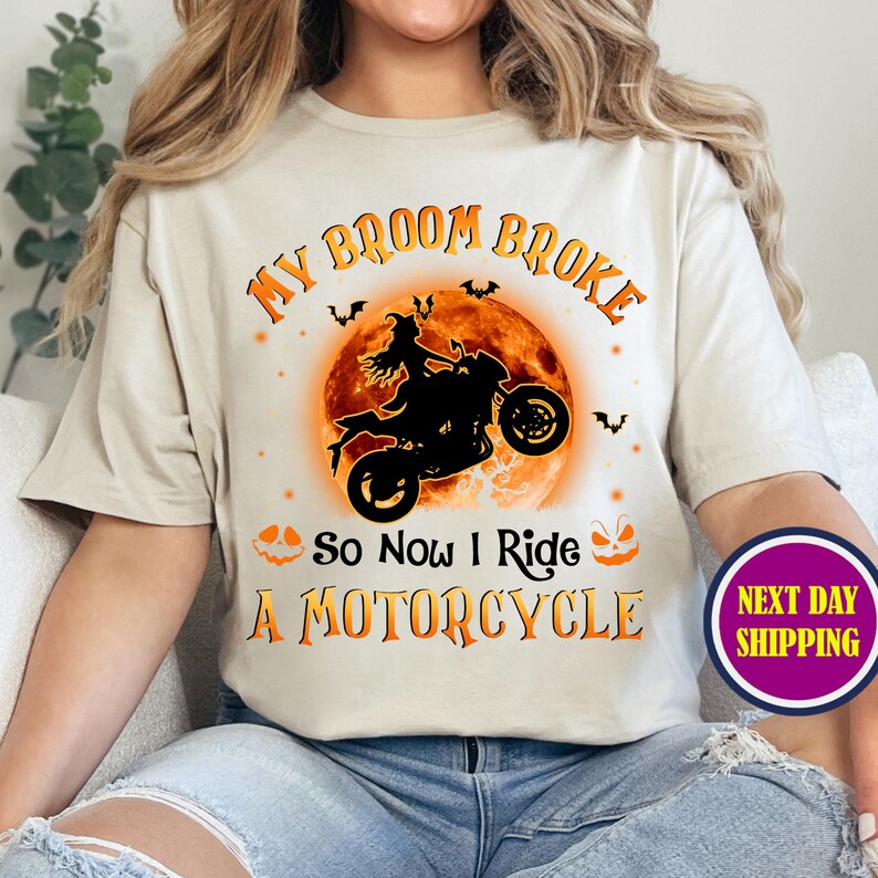 Funny Witch Motorcycle Halloween T-shirt, Retro Style - Etsy