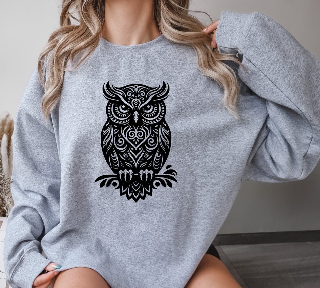 Owl Crewneck, Owl Line Art Crewneck, Bird Lover Sweatshirt, Animal ...