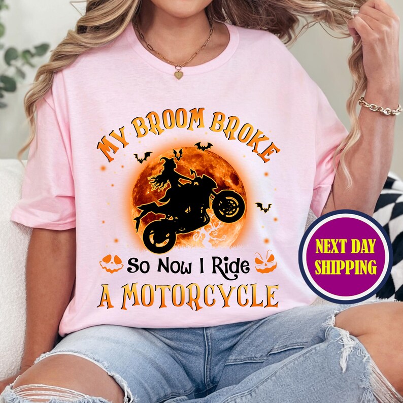 Funny Witch Motorcycle Halloween T-shirt, Retro Style - Etsy