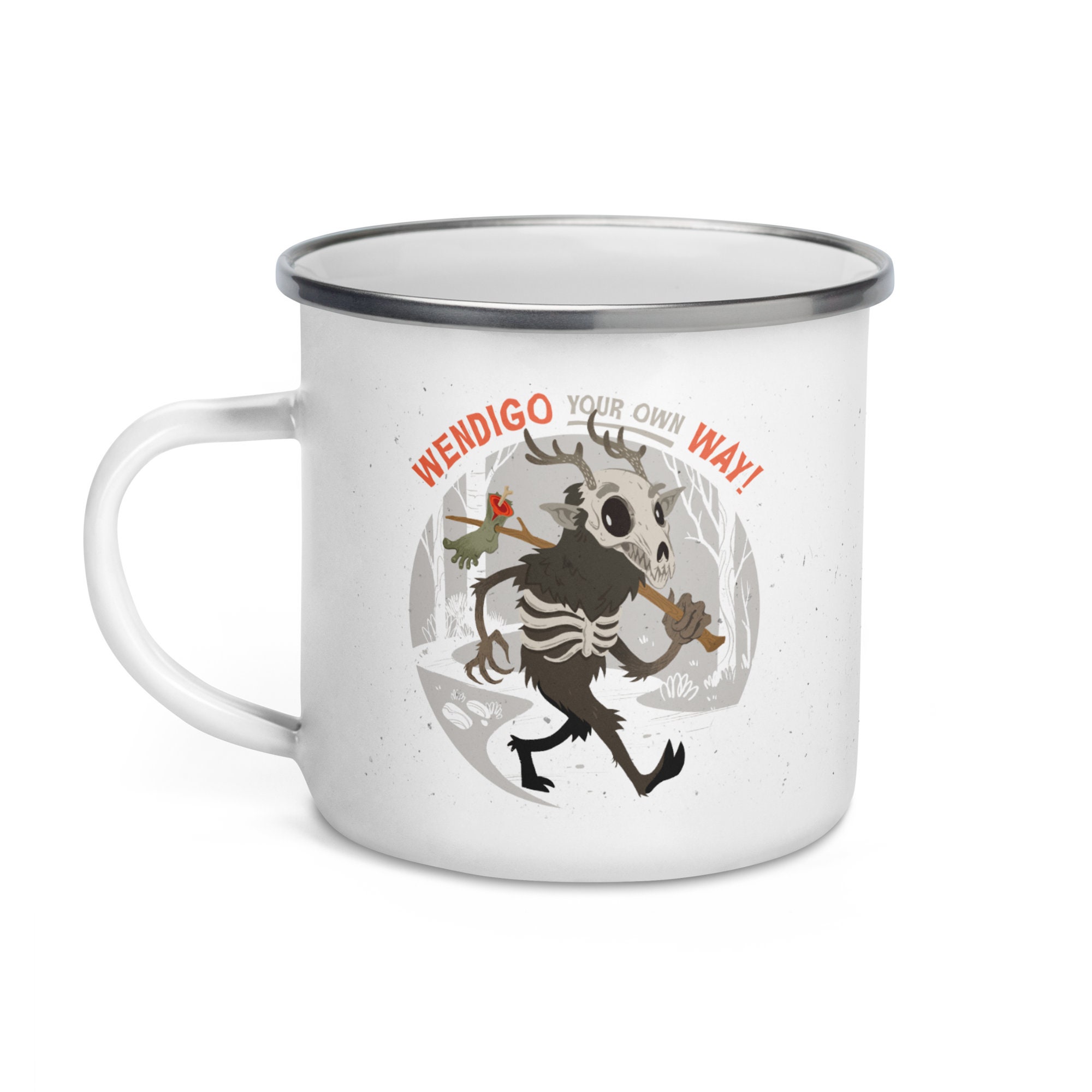 Wendigo Cartoon Enamel Camping Mug | Outdoorsy Monster Art - Etsy