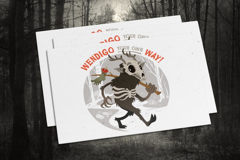 Wendigo Cartoon Art Print | Cryptid Illustration (7x5) - Etsy