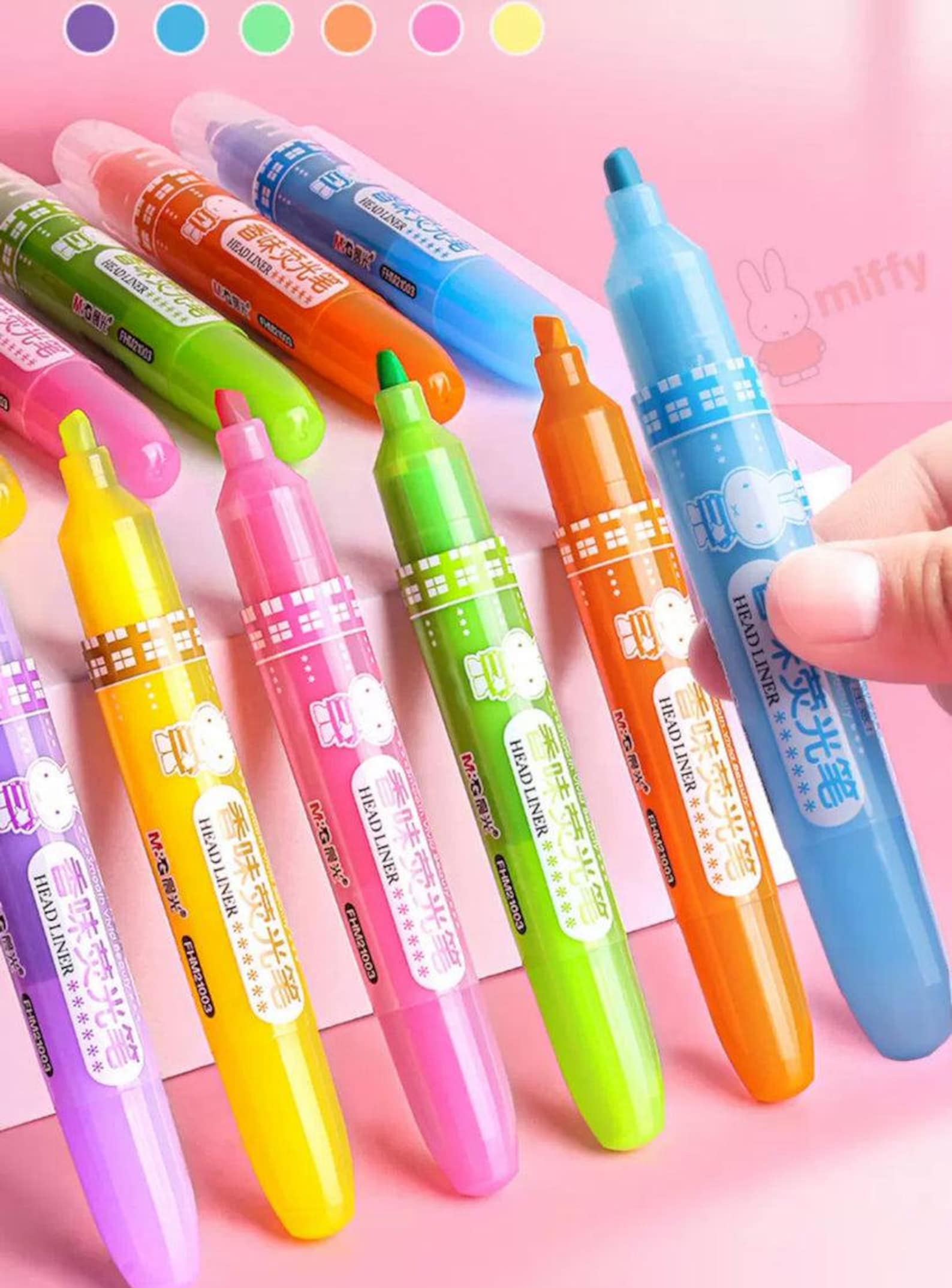 Miffy Bunny Jumbo Highlighter Set 6pcs Kawaii Highlighter Markers for ...