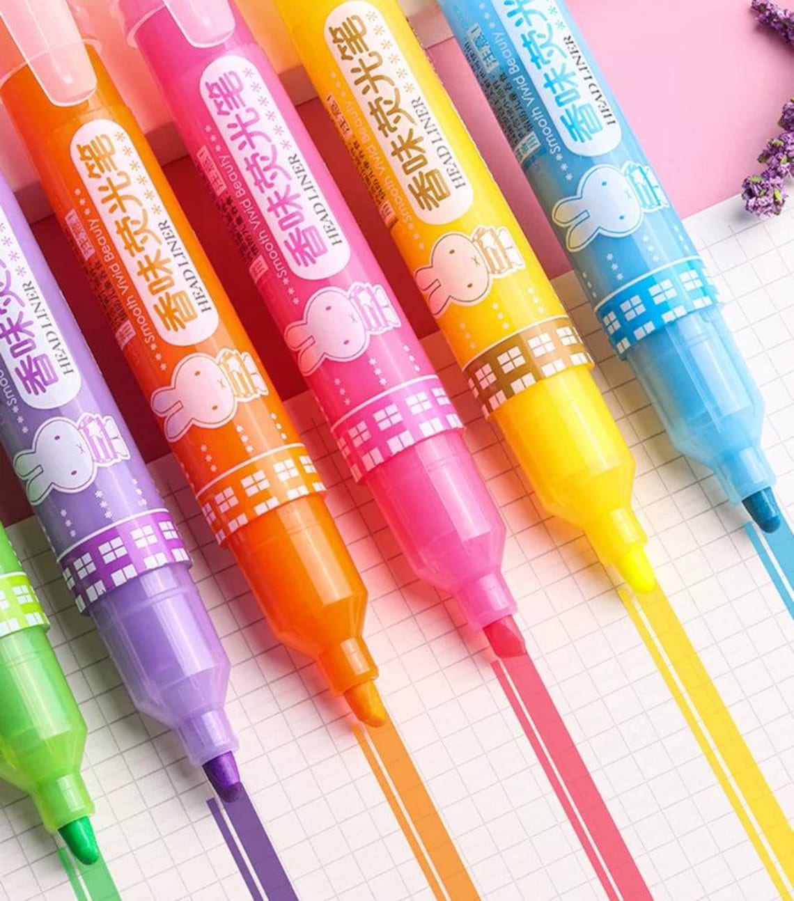 Miffy Bunny Jumbo Highlighter Set (6pcs) | Kawaii Highlighter Markers ...