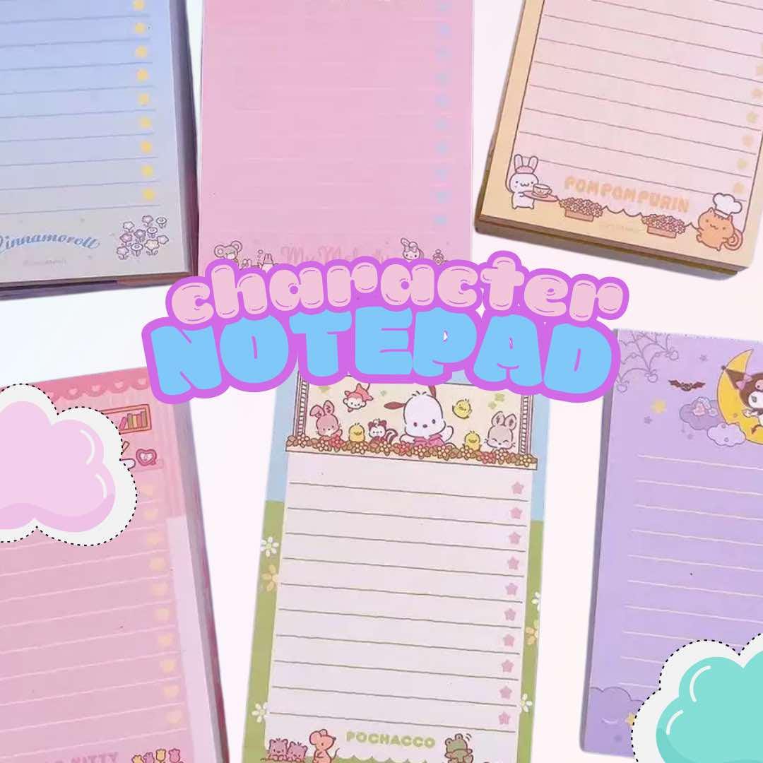 Character Notepads | My Melody Cinnamoroll Kuromi Pochaco Hello Kitty ...
