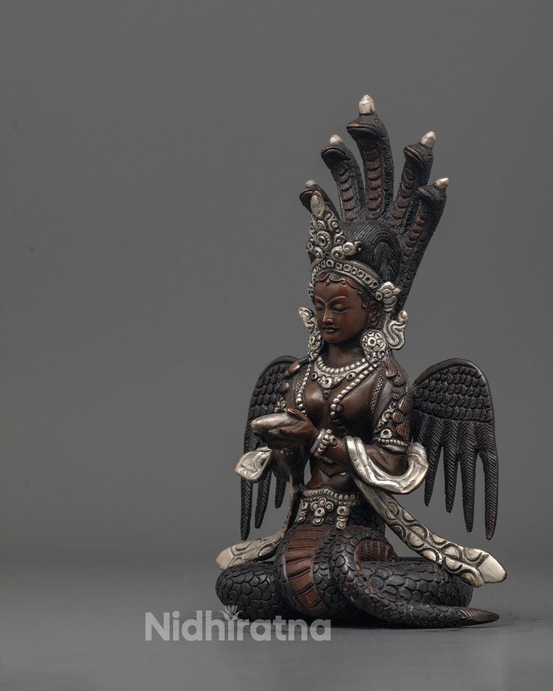 Female Serpent Naga Kanya Statue | Oxidized Copper Statue - Etsy