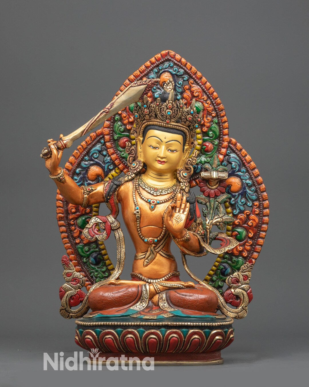 Nepalese Arapacana Manjushri Statue | Handmade Wisdom Deity Sculpture ...