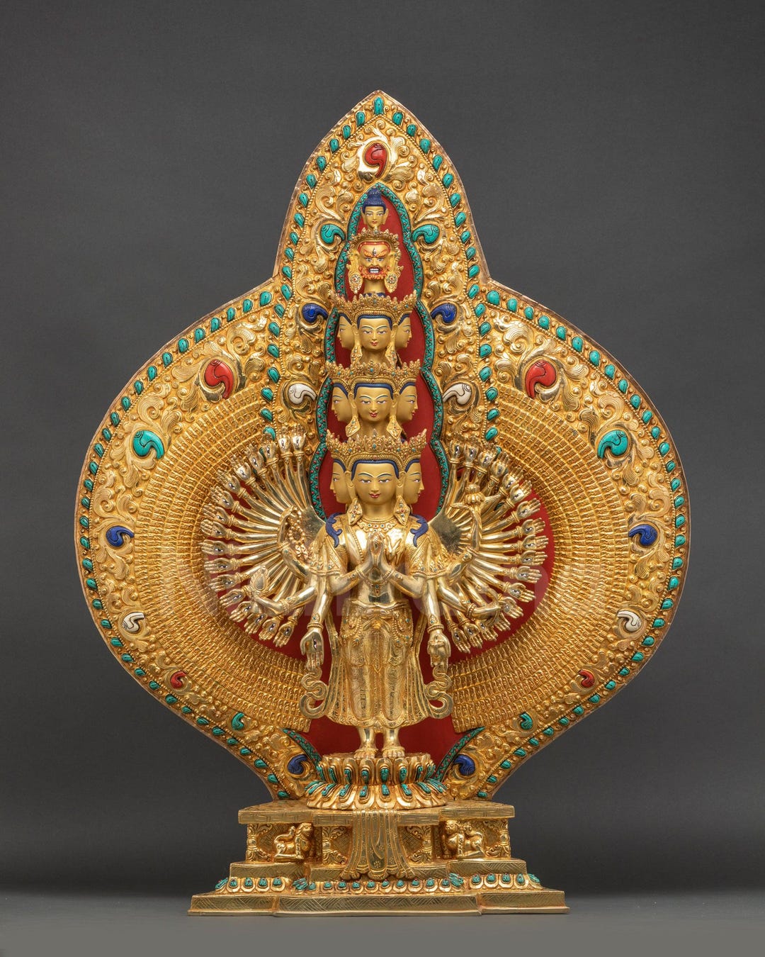 24K Gold Chenrezig Statue | Thousand-arm Nepalese Sculpture - Etsy