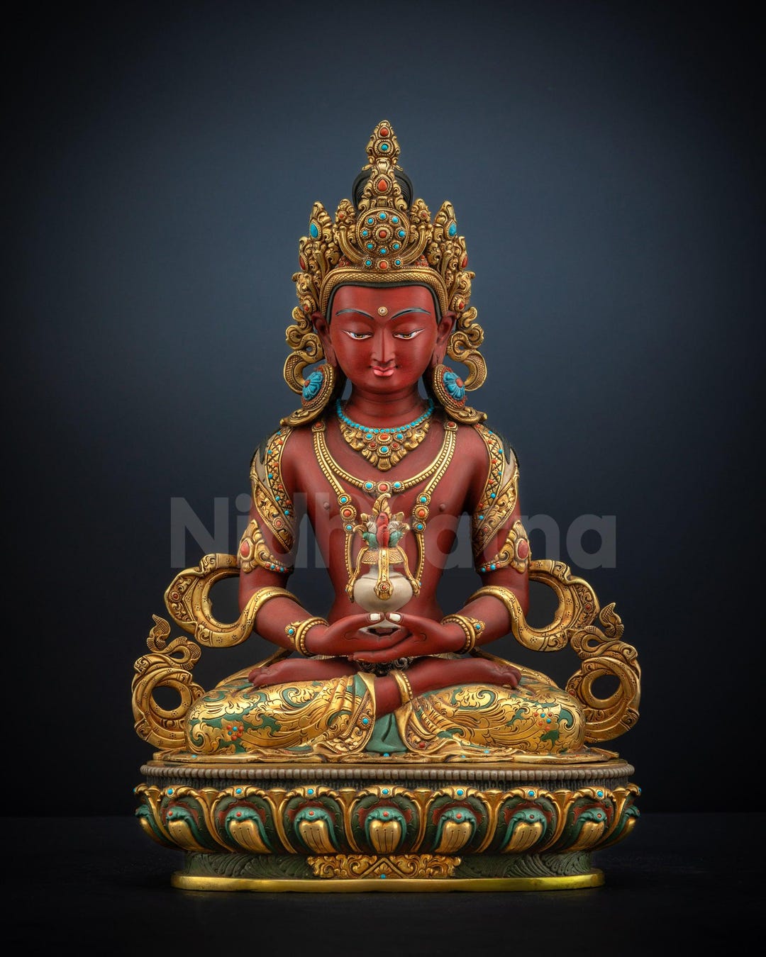 Red Amitayus Masterpiece Statue | Hand-painted Longevity Deity Figurine ...