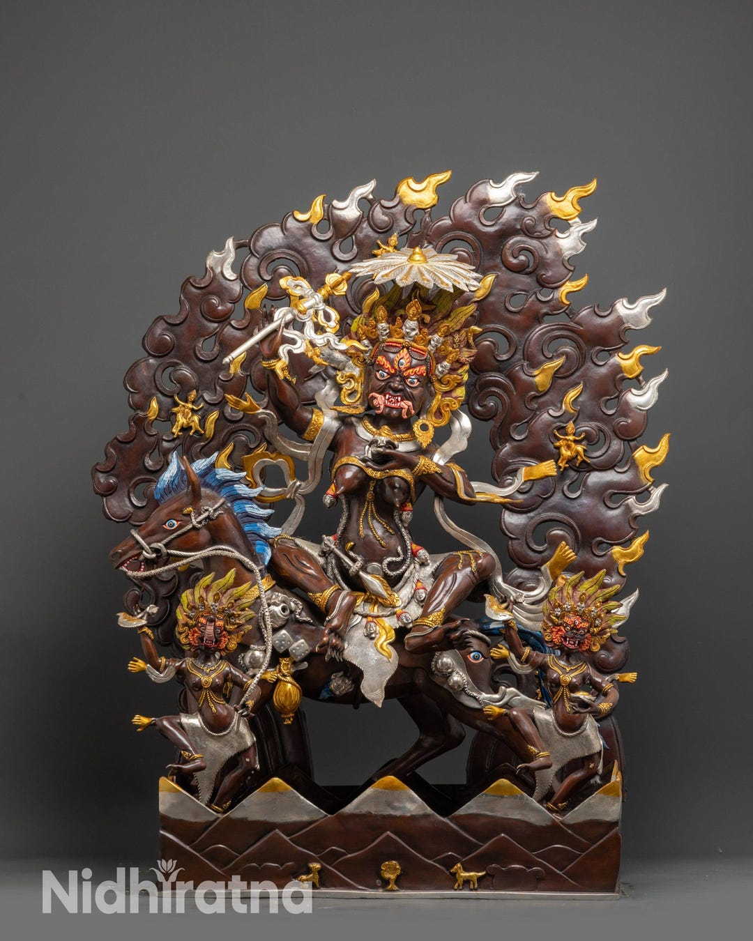 Silver-plated Palden Lhamo Statue | Tantric Buddhist Protector Goddess ...