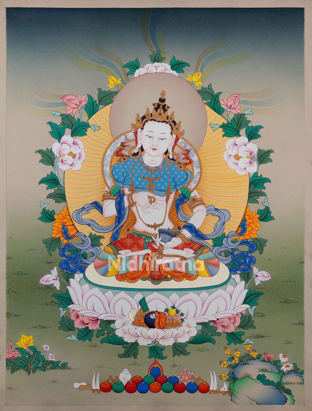Colorful Vajrasattva Thangka Print | Dharma-inspired Buddhist Deity - Etsy