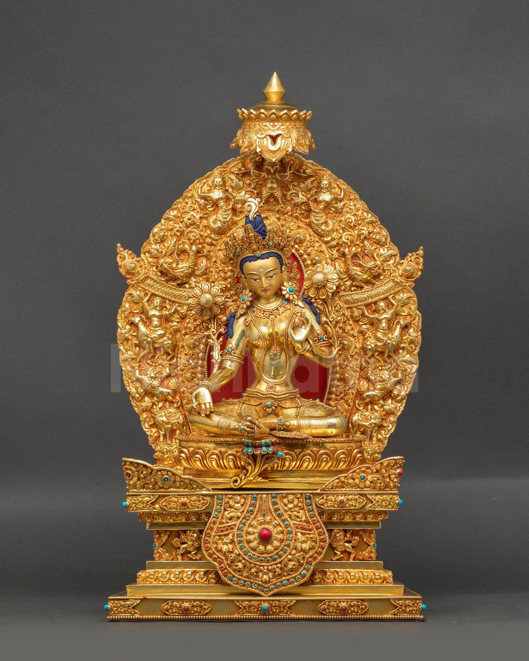 Green Tara Statue With Throne | Himalayan Meditation Sculpture - Etsy