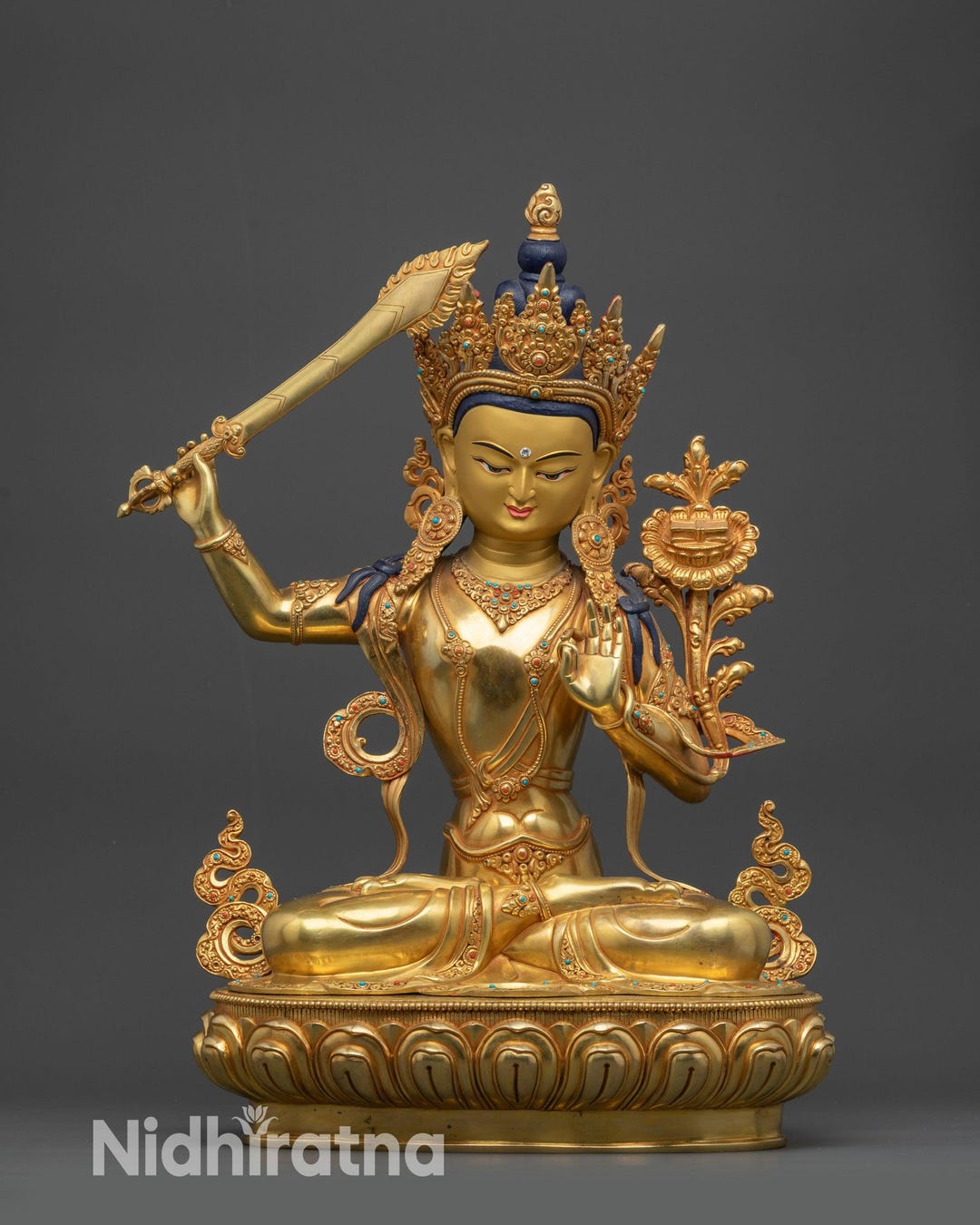 Awaken Wisdom With Monju Bosatsu Statue | Nepalese Handcrafted Artwork ...