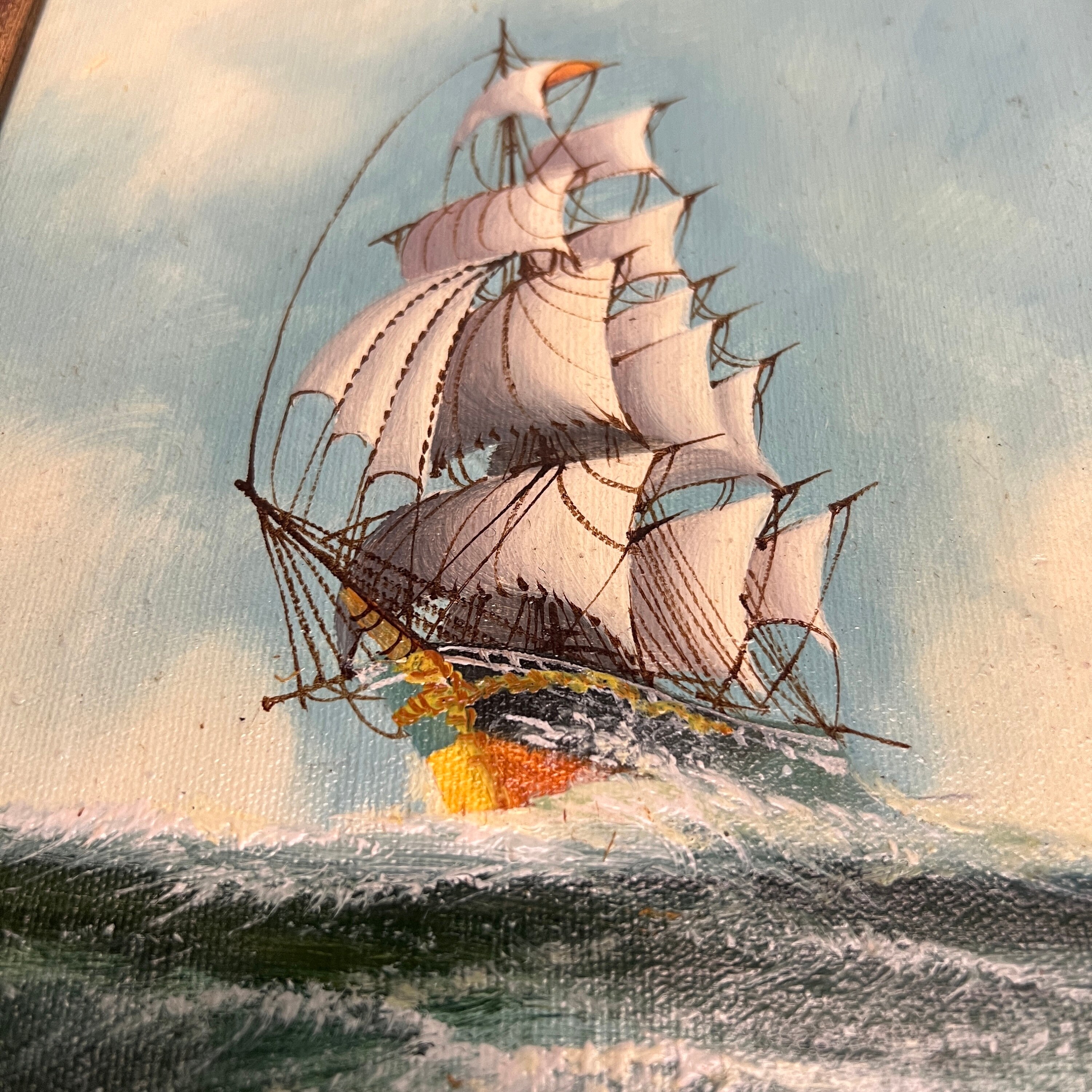 Signed J. James, Clipper Ship on the Ocean, Oil on Canvas Painting ...