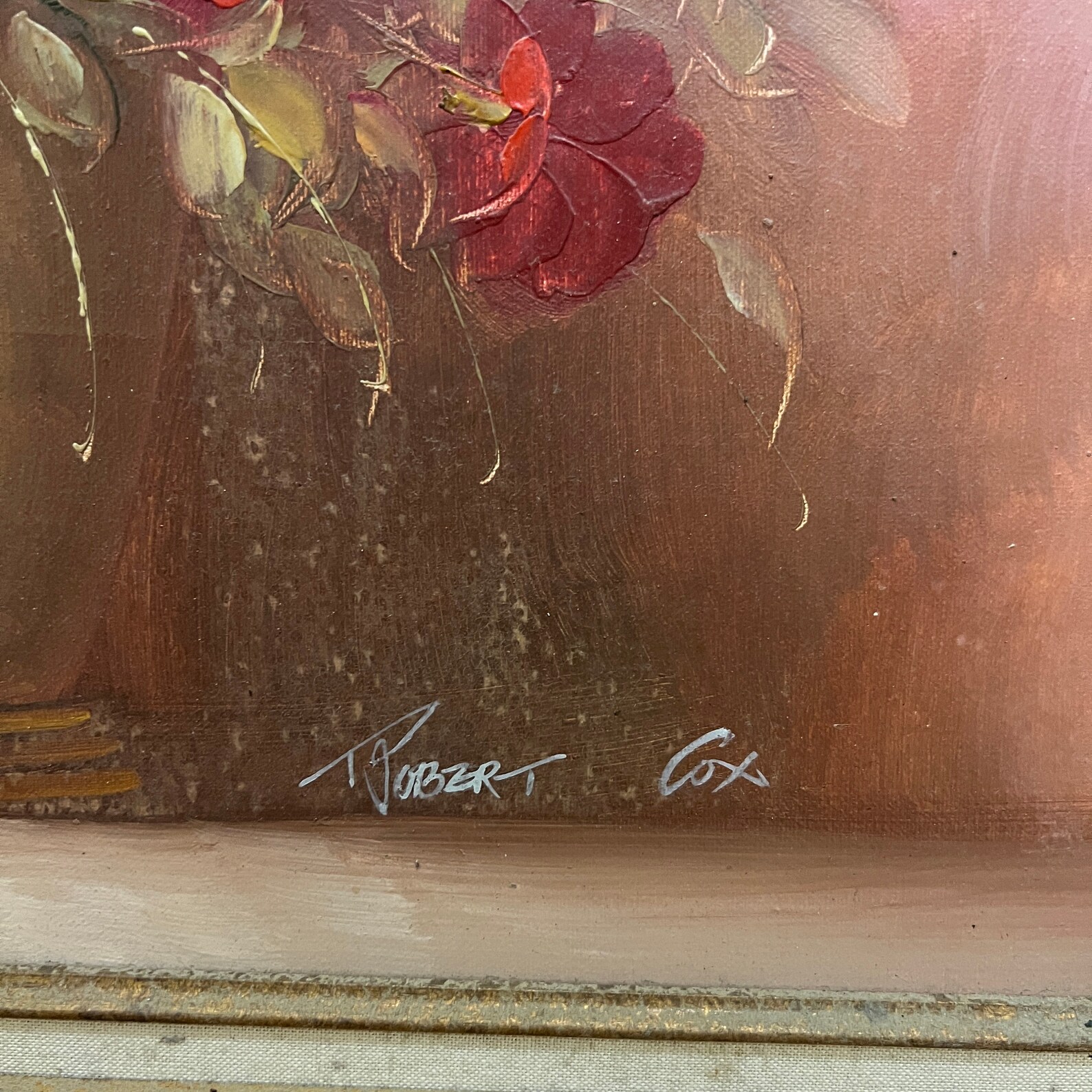 Signed Robert Cox, Oil on Canvas, Wood Frame, Still Life With Flowers ...