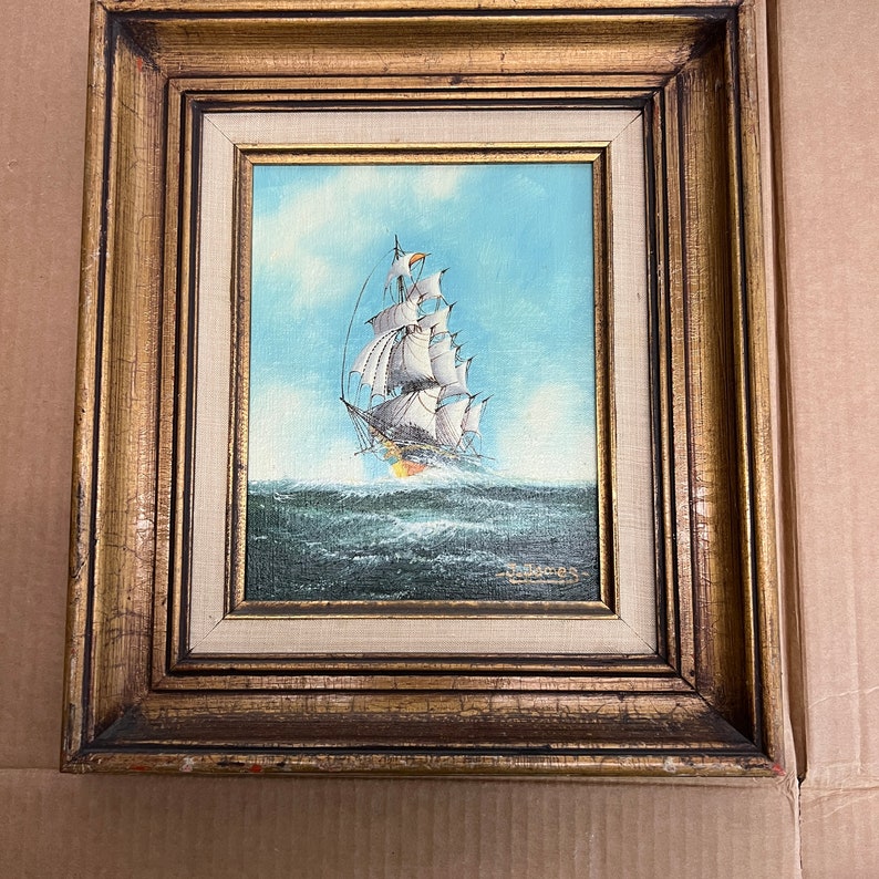 Signed J. James, Clipper Ship on the Ocean, Oil on Canvas Painting ...