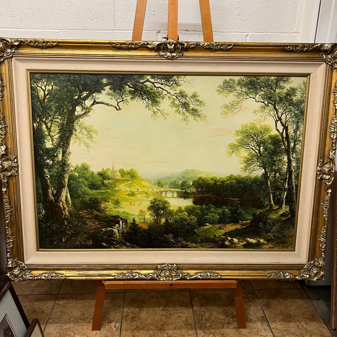 Color Lithograph Oleograph Picture by Asher B. Durand, Day of Rest ...