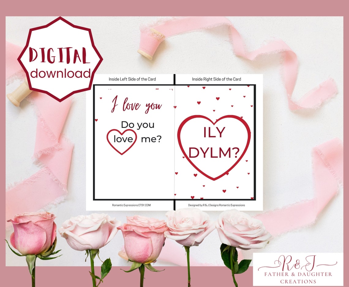 Printable Card for Lovers - All Occasions. Instant Download 5 X 7" Card ...