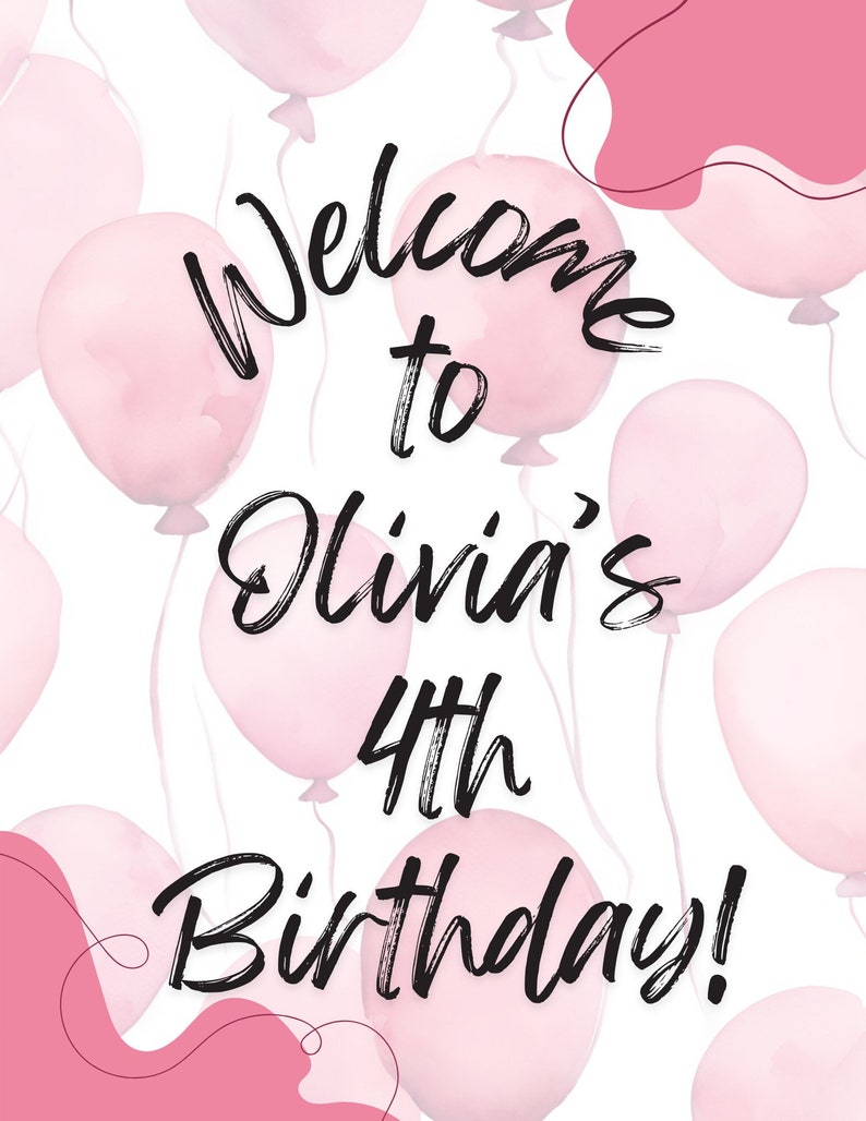 Pink Balloon Welcome Sign Template - Etsy