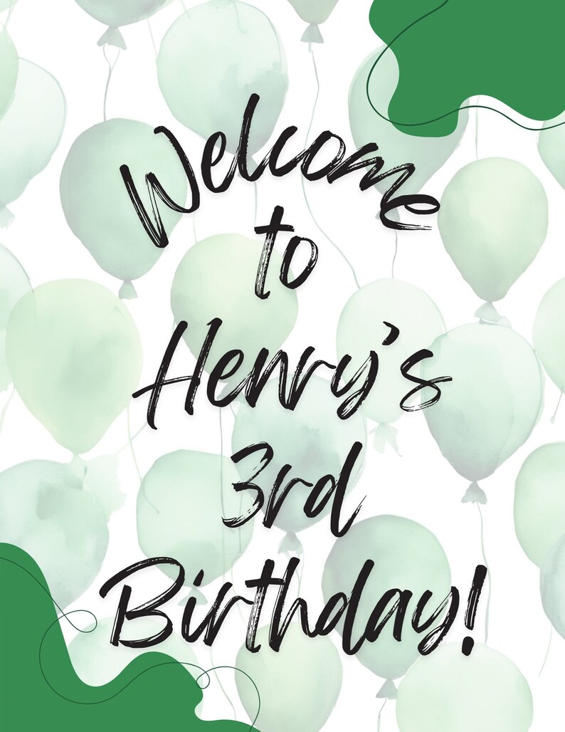 Green Balloon Welcome Sign Template - Etsy
