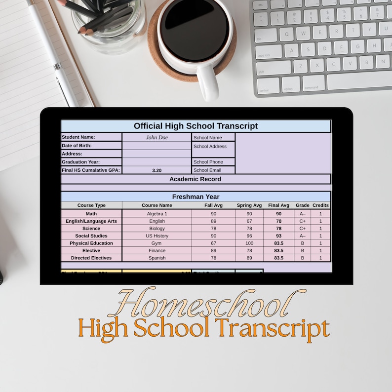 Homeschool Transcript, High School Graduation Template, Homeschooling ...