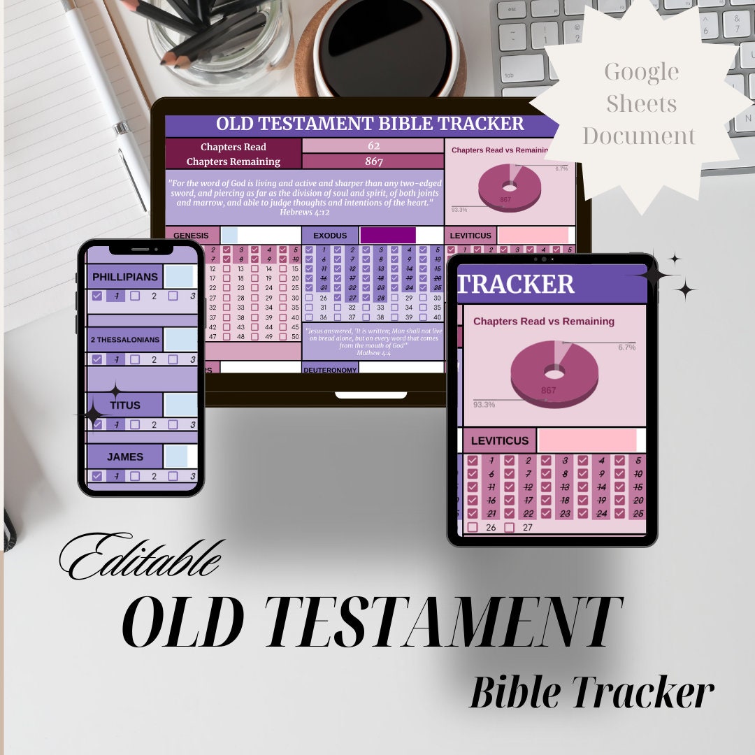 Old Testament Bible Tracker Google Sheet, Bible Journal Tracker, Bible ...