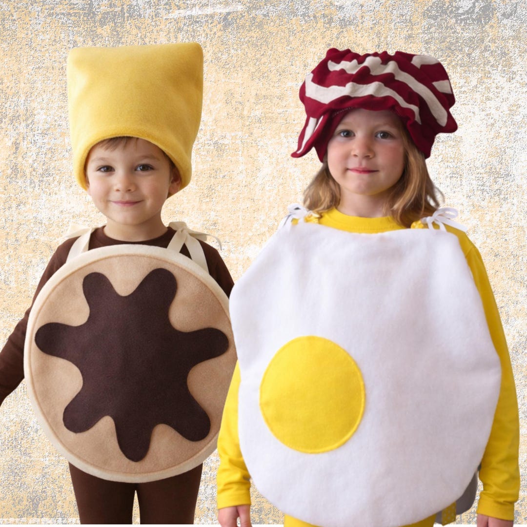 Twin Food Costume Set: Handmade Pancake, Egg & Bacon Halloween Costumes ...