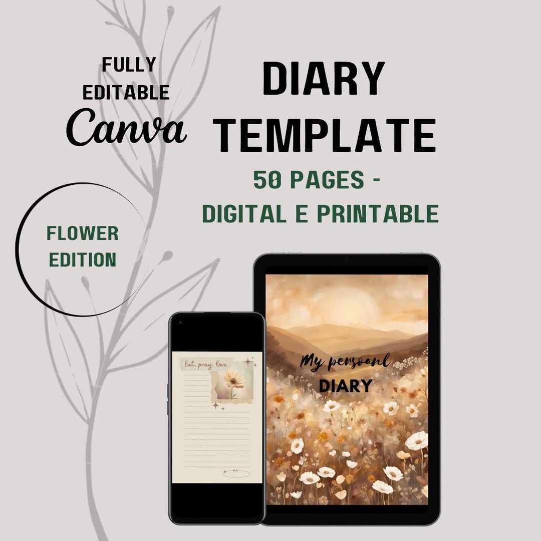 My Diary Template|personal Diary|writing Diary|diary Template Printable ...