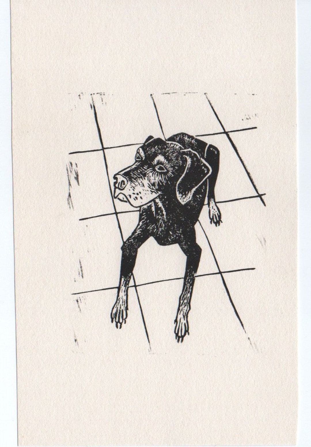 Personalized Linocut, Illustration Print Deco Lino Frame Art Dog Pets ...