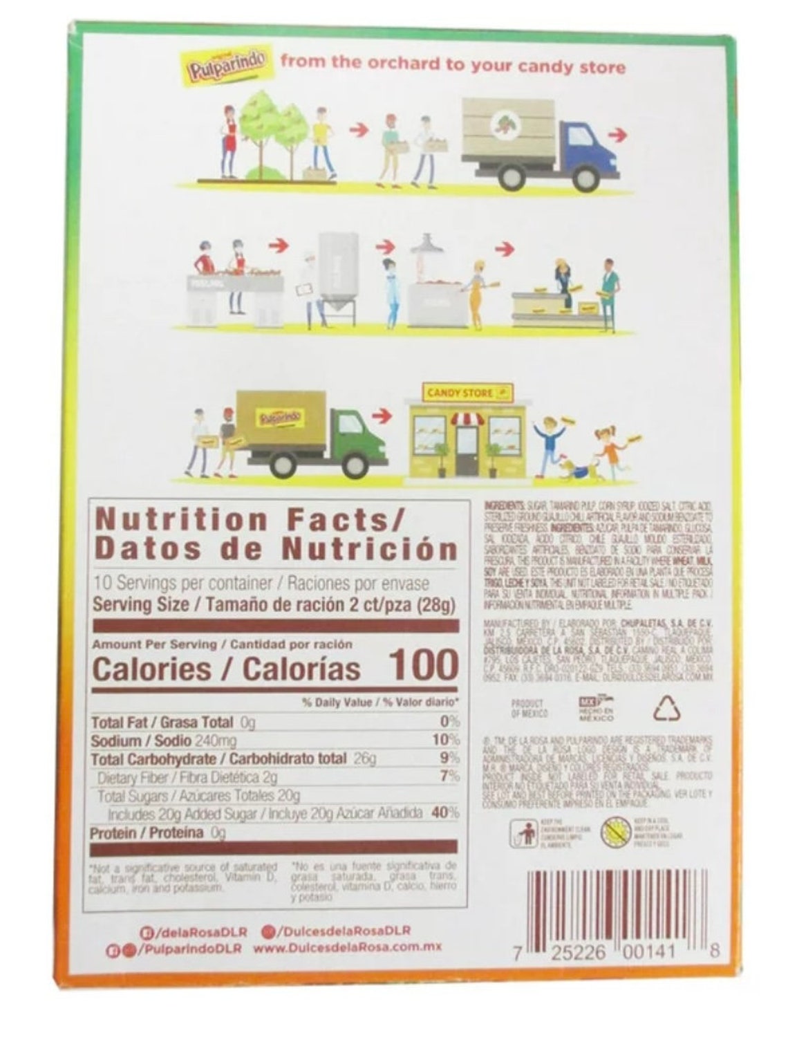 20 Pc De La Rosa Pulparindo Mango Pulp Candy Mexican Hot and Spicy - Etsy