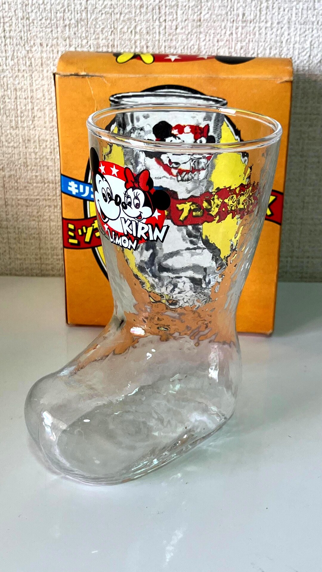 1980s Mickey & Minnie Boot-shaped Glass | Kirin Lemon Promo | Rare ...