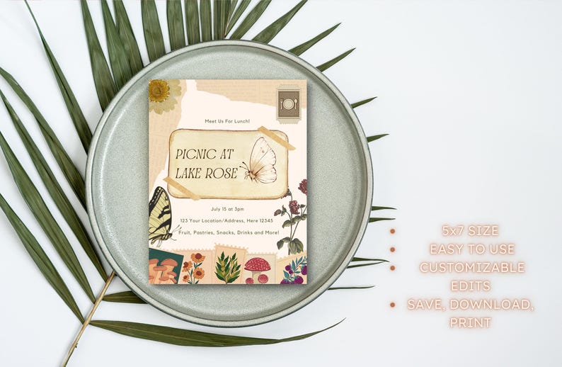 Cottagecore Picnic Party Invitation, Brunch Invitation, Tea Party ...