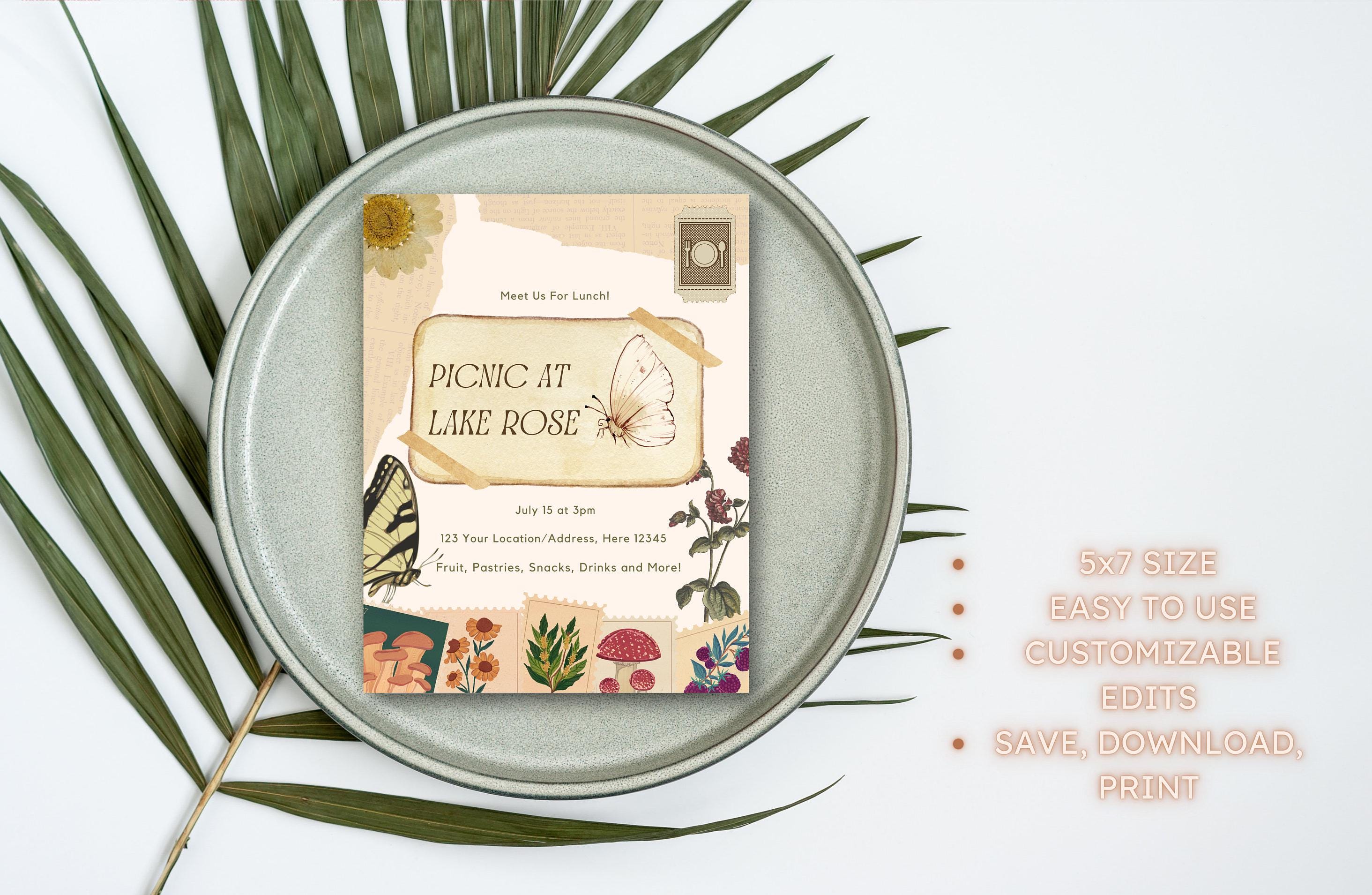Cottagecore Picnic Party Invitation, Brunch Invitation, Tea Party ...
