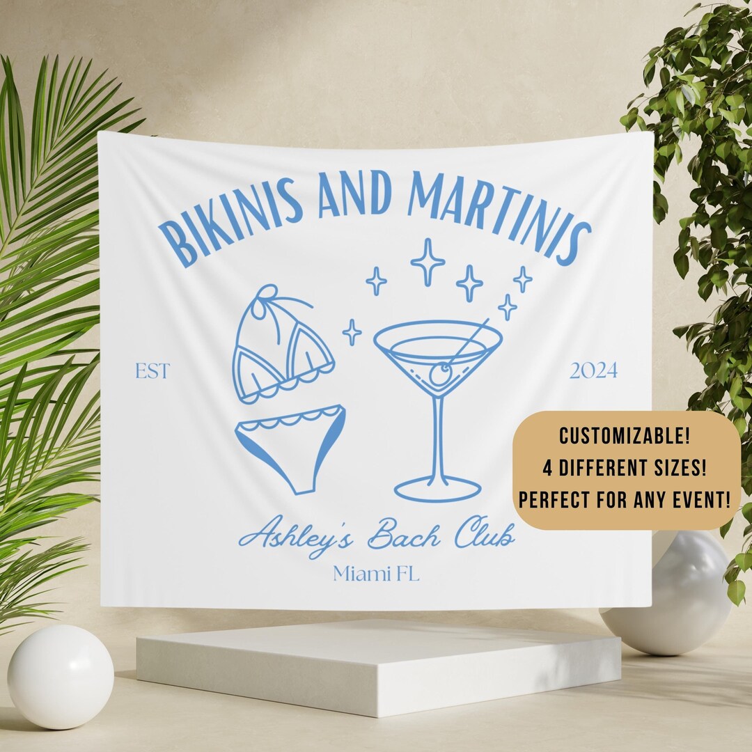 Custom Bikinis and Martini Bachelorette Party Decoration, Bach Banner ...
