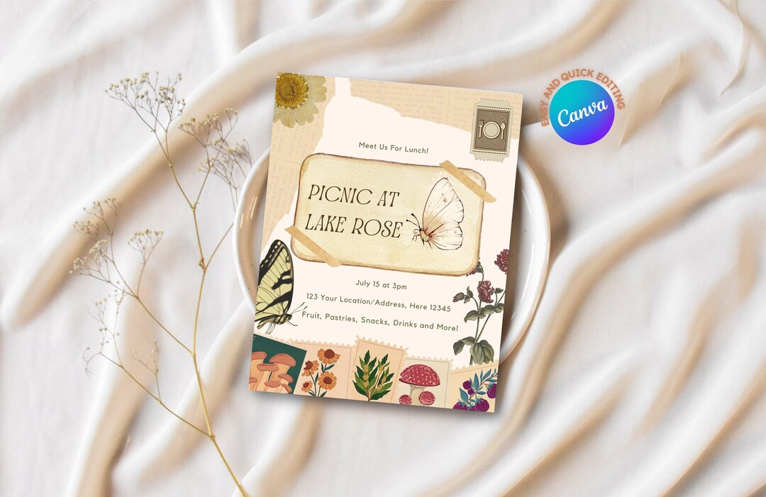 Cottagecore Picnic Party Invitation, Brunch Invitation, Tea Party ...