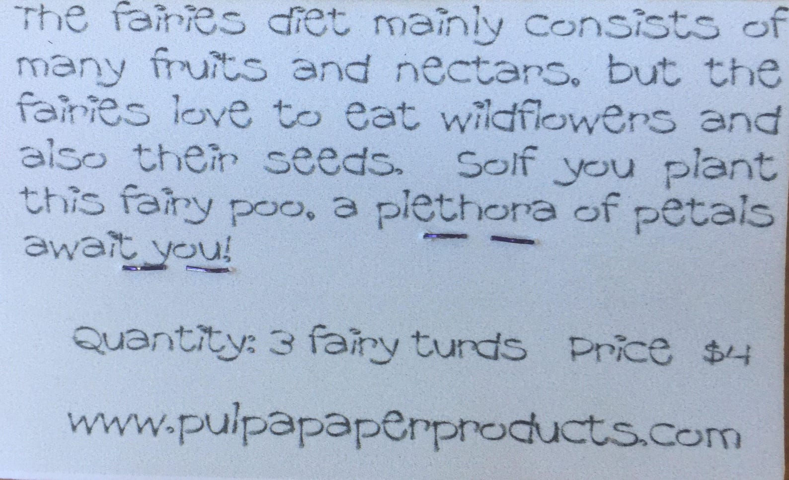 Fairy Poo Wildflower Seeded Handmade Paper Party Favor - Etsy