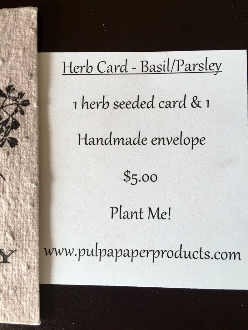Parsley Seeded Handmade Paper Card Plant Me - Etsy